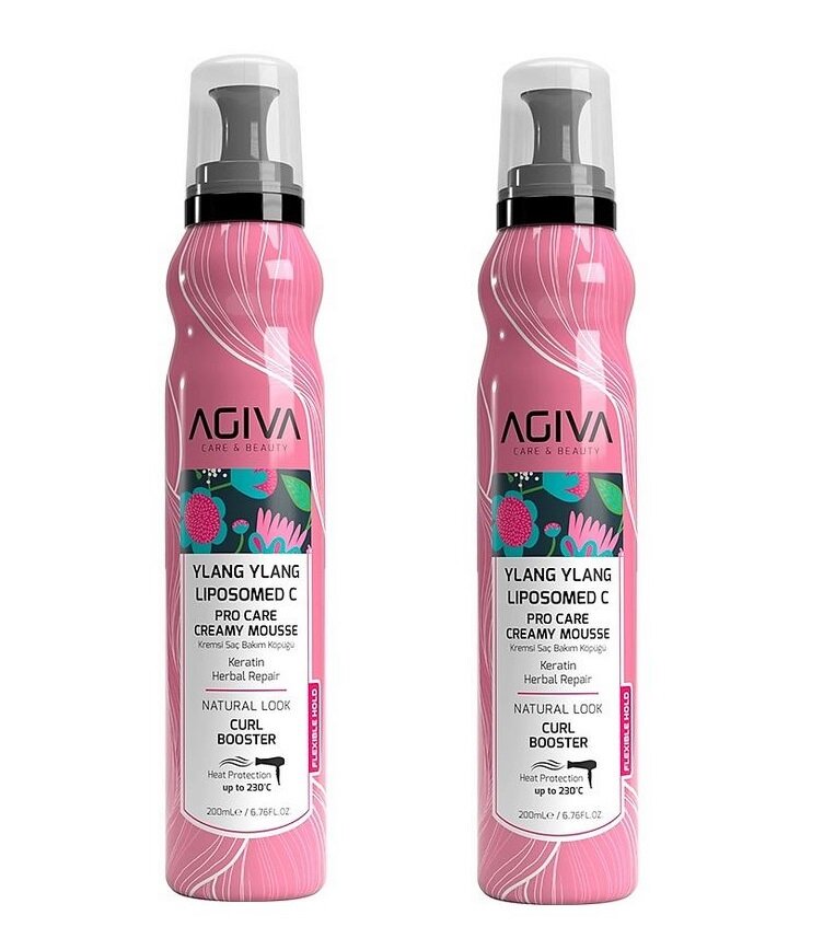 Мусс AGİVA для укладки волос Ylang Ylang Lıpozom C Pro Care, 200 мл - 2 штуки