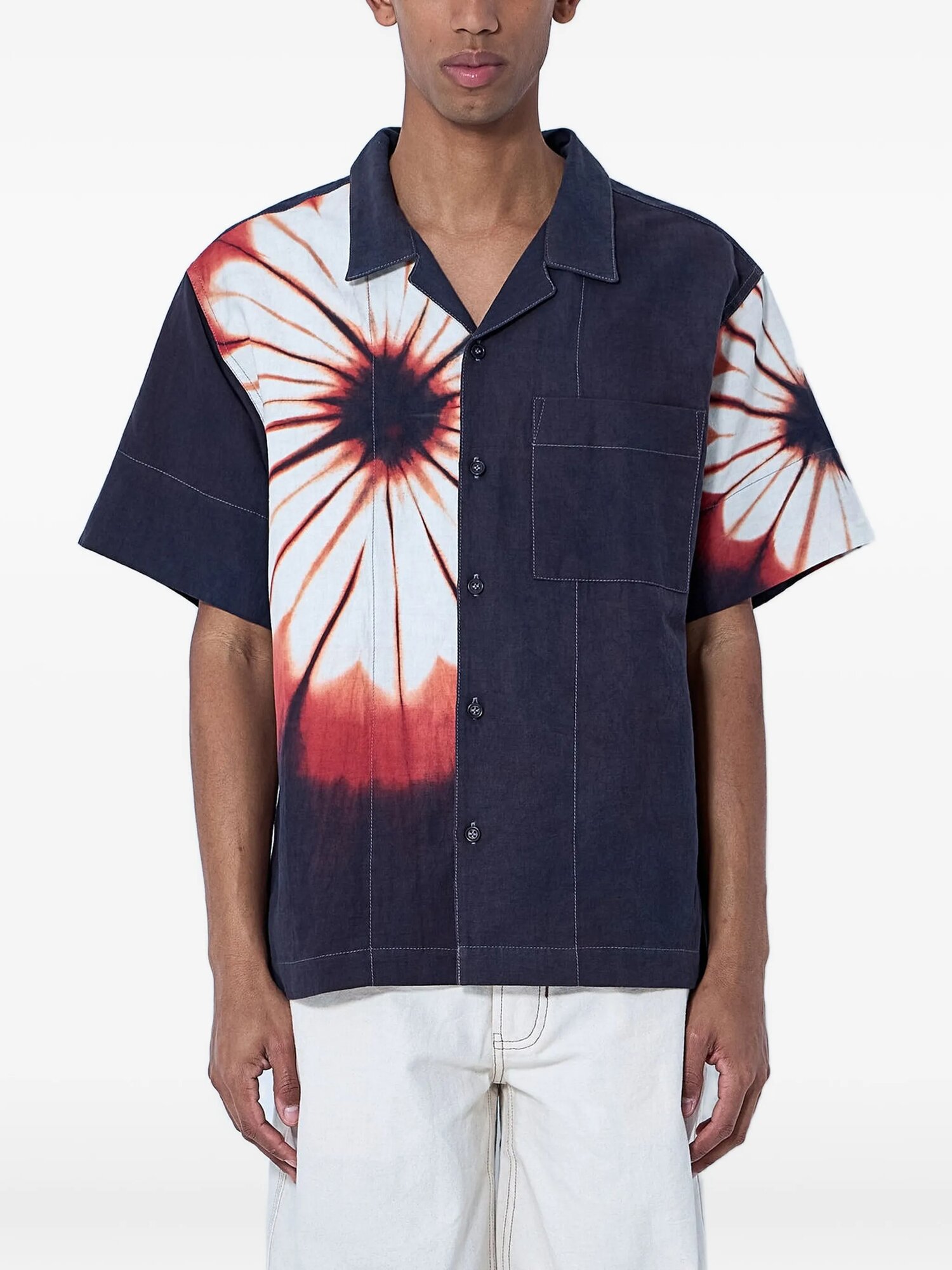 Рубашка Story mfg. Tie-dye patch-pocket short-sleeve shirt
