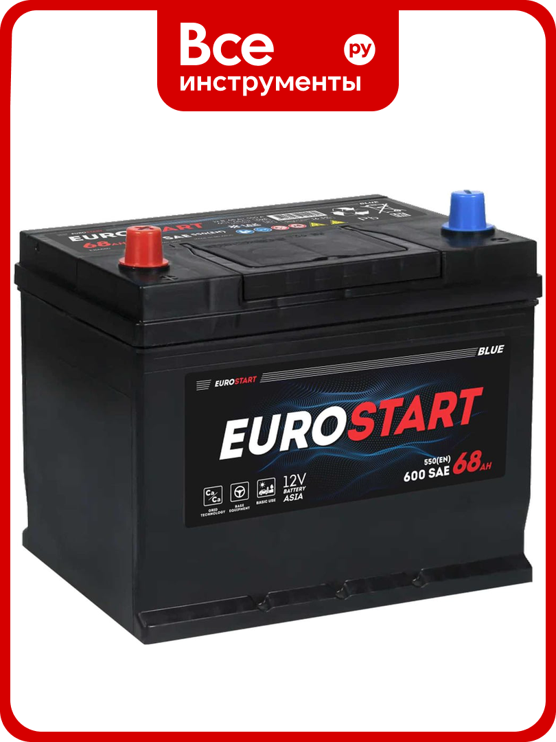 Аккумулятор EUROSTART EB681JSU, 68 Ah, прямой полярности, необслуживаемый