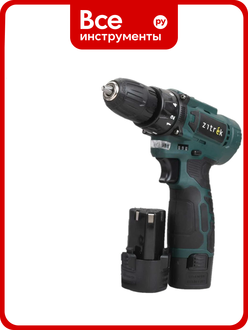 Дрель-шуруповерт аккумуляторная Zitrek Green 12V Plus, 12В, 2x1,5Ач 085-1014