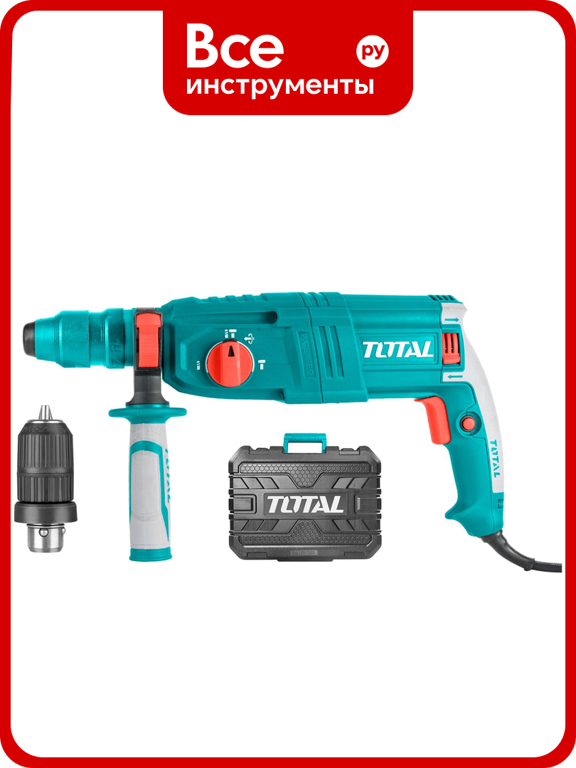Перфоратор TOTAL TH308268-2, SDS-plus, 800Вт, 4000уд/мин, 2.5Дж, кейс