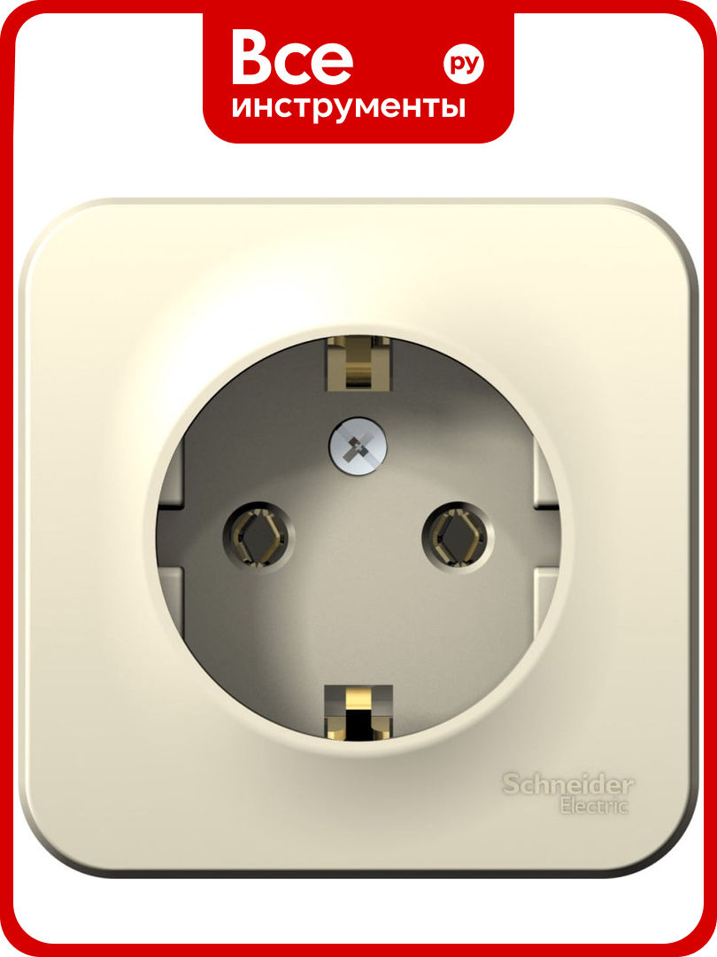 Розетка Systeme Electric BLANCA открытой установки, с заземлением, без шторок, молочный BLNRA010112, для сетей