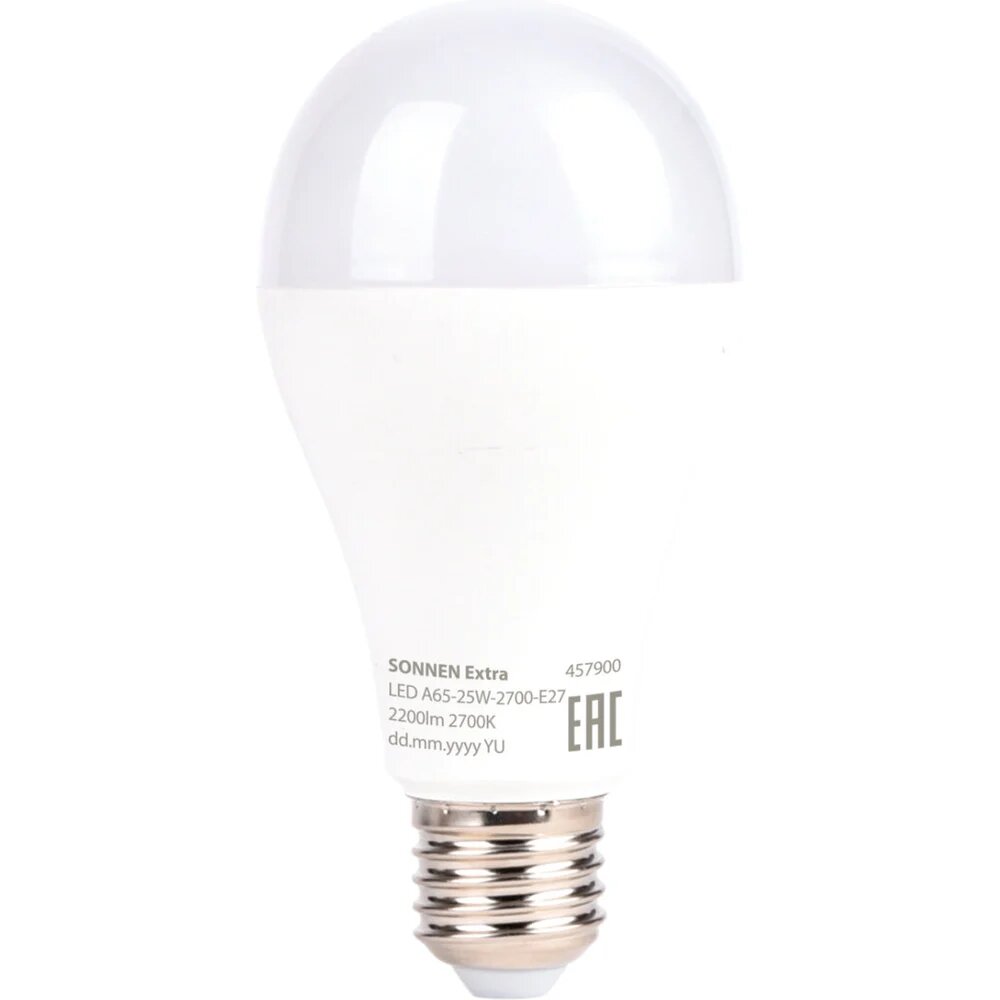 Лампа светодиодная SONNEN EXTRA 25 (200) Вт Е27 груша теплый белый LED A65-25W-2700-Е27, 457900