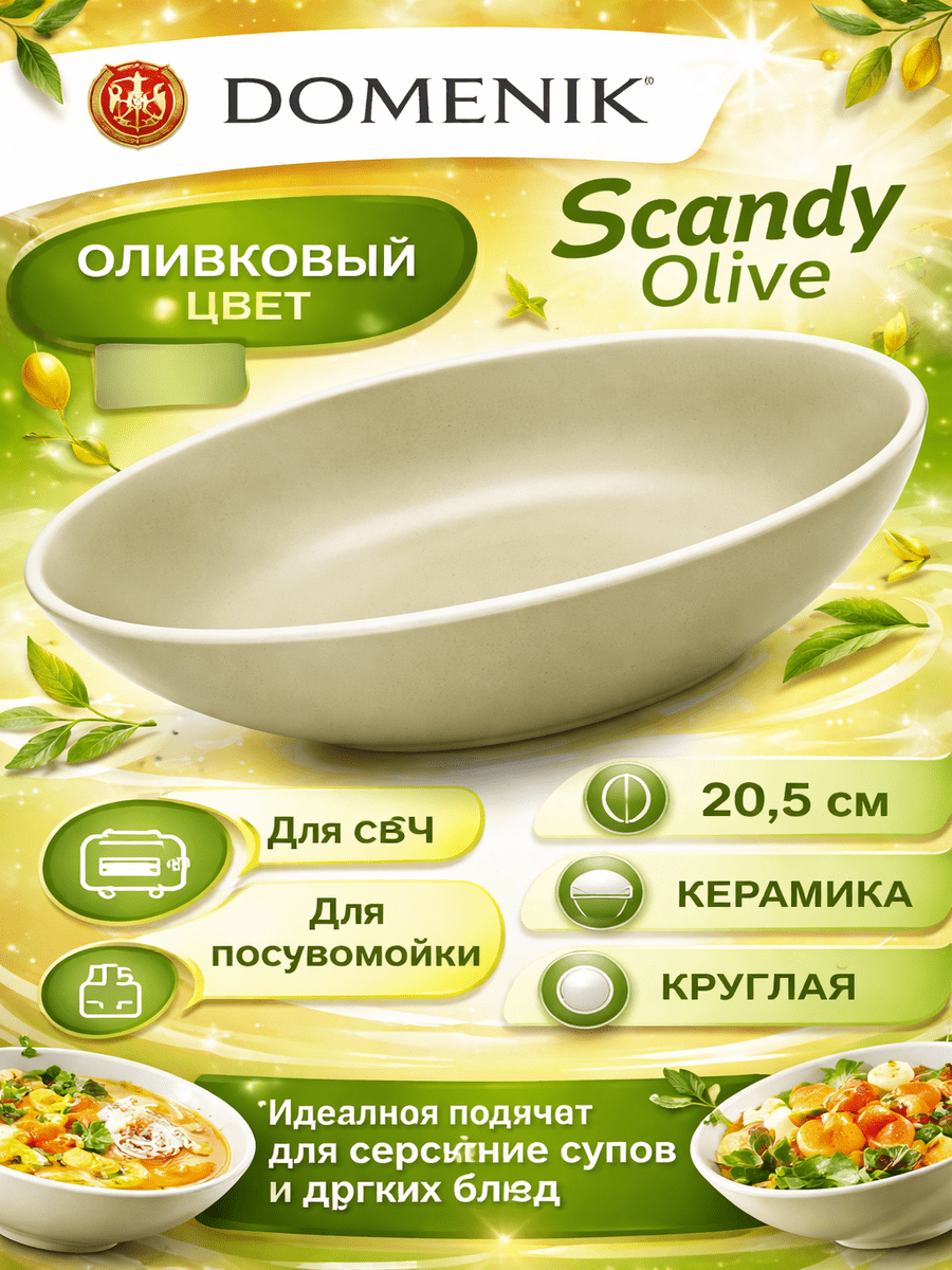 Тарелка Domenik Scandy Olive суповая, 20.5см