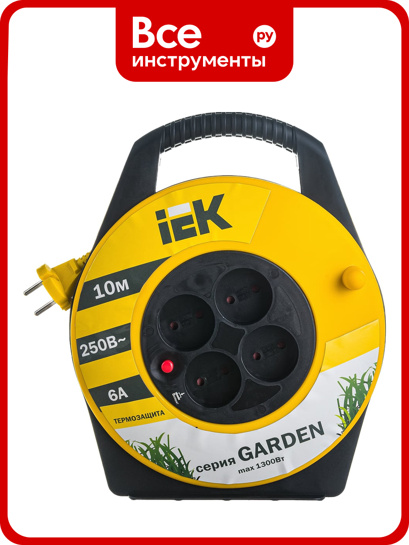 Удлинитель на катушке IEK 4х10м УК10 с термозащитой 2х0.75 Garden WKP23-06-04-10 277730