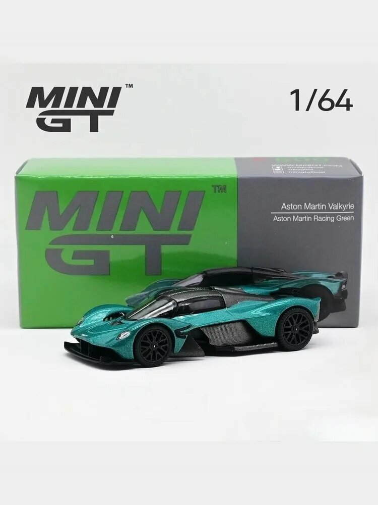 МашинкаTSM MINI GT 1/64 #600 Aston Martin Valkyrie Racing Green Die-cast Alloy Car Model Collection Toy Gif