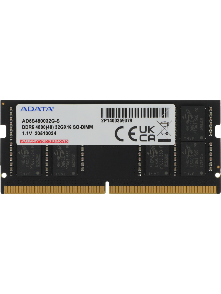 Память DDR5 32GB 4800MHz A-Data AD5S480032G-S RTL PC4-38400 CL40 SO-DIMM 262-pin 1.1В single rank RTL