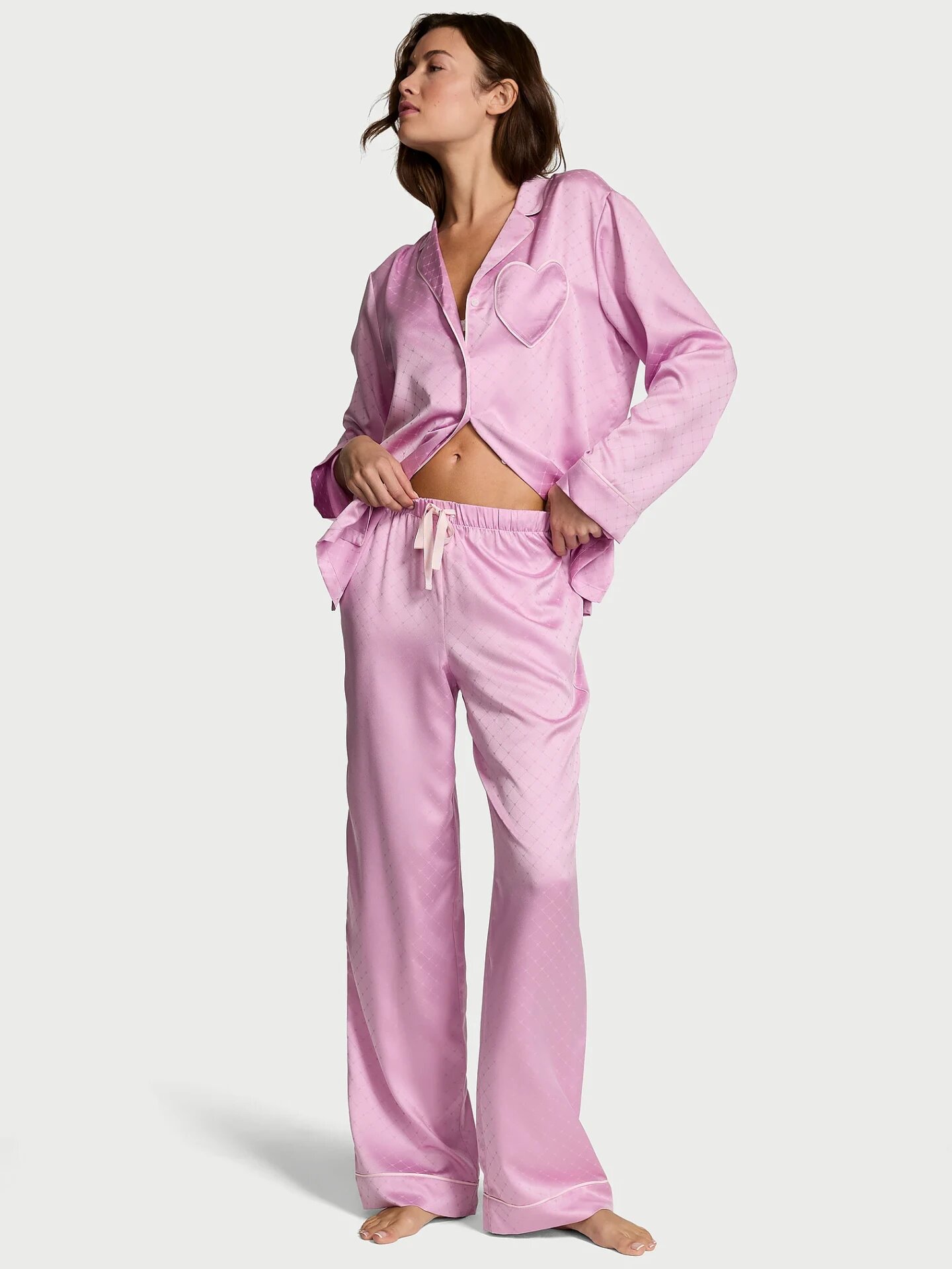 Пижама Signature Satin Heart Long Pajama Set