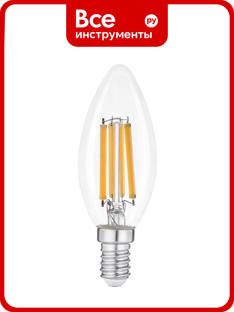 Светодиодная лампа General Lighting Systems Филамент прозрачный E14 15Вт 230В 1050Лм 2700К Теплый белый свет Свеча GLDEN-CS-15-230-E14-2700 661416