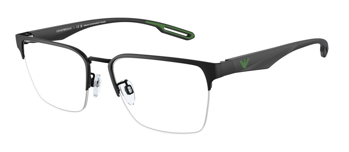 Оправа Emporio Armani EA 1137 3001, прямоугольная, полуободковая, металлическая, чёрная