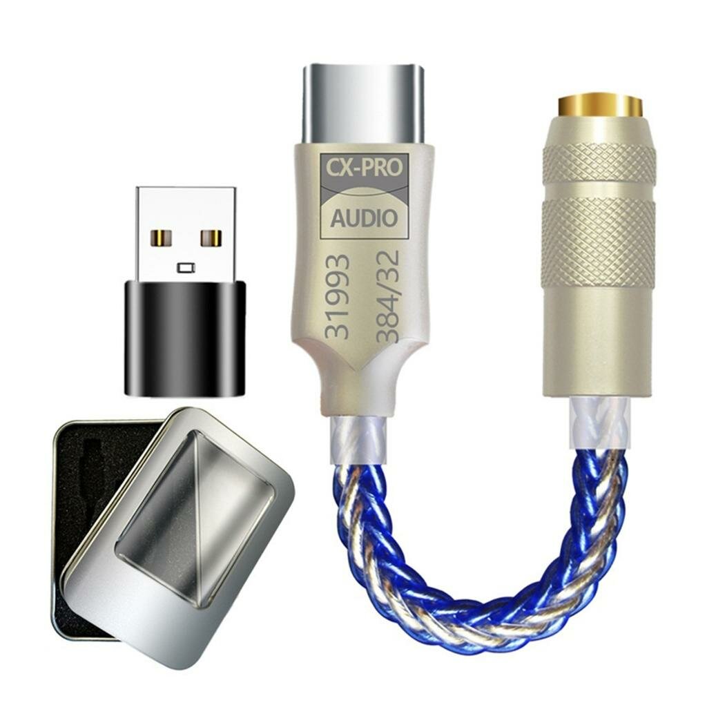 Адаптер USB-C — 3,5 мм, Прозрачный синий