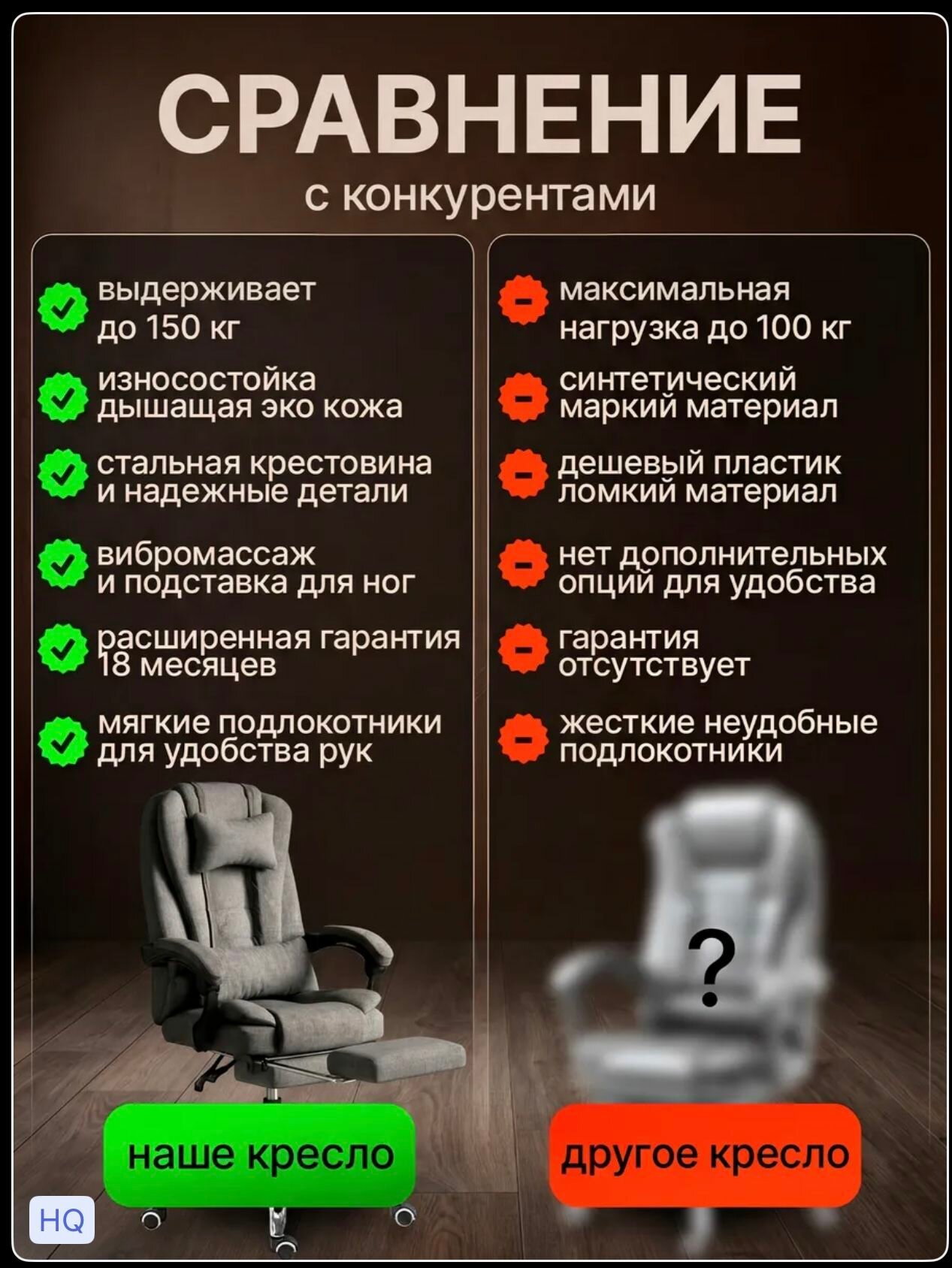 SITURA Кресло компьютерное офисное руководителя с подставкой для ног с массажем — фото 1