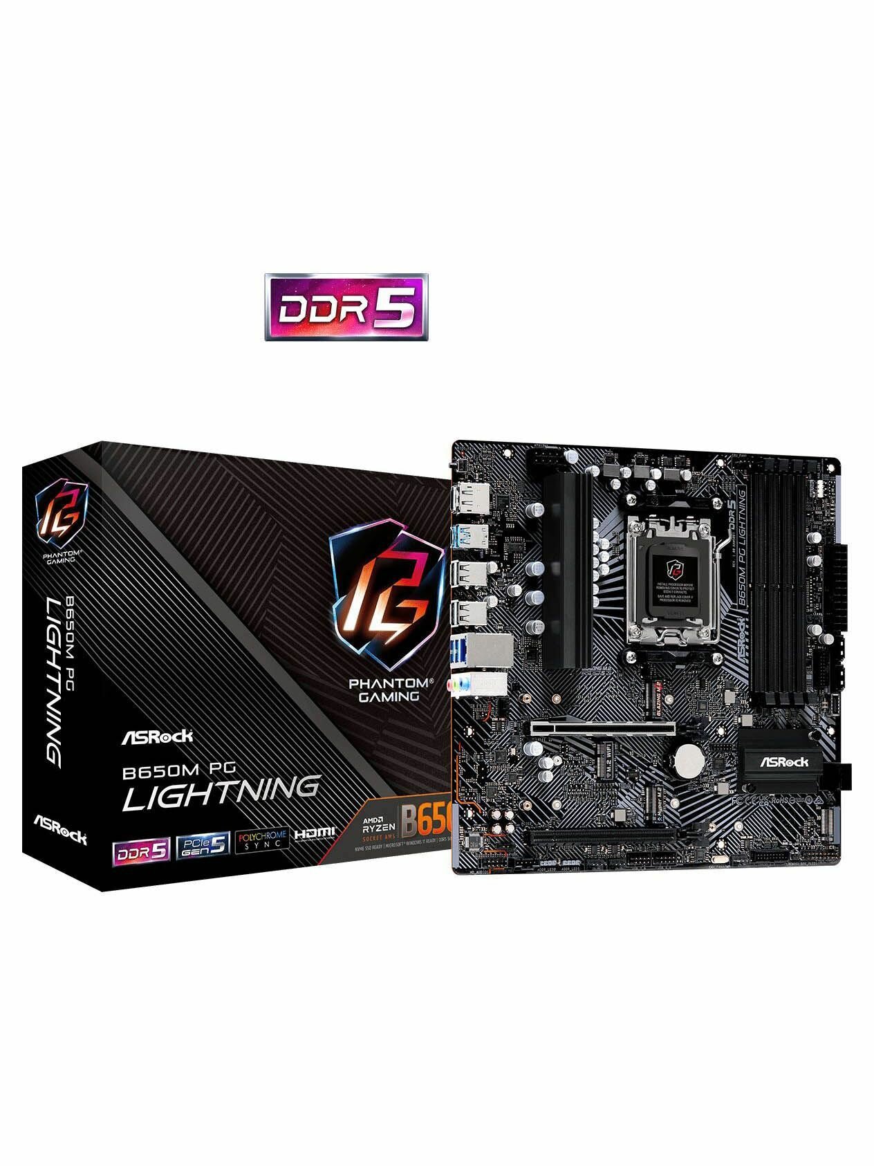 Материнская плата ASRock B650M PG Lightning, AM5, AMD B650