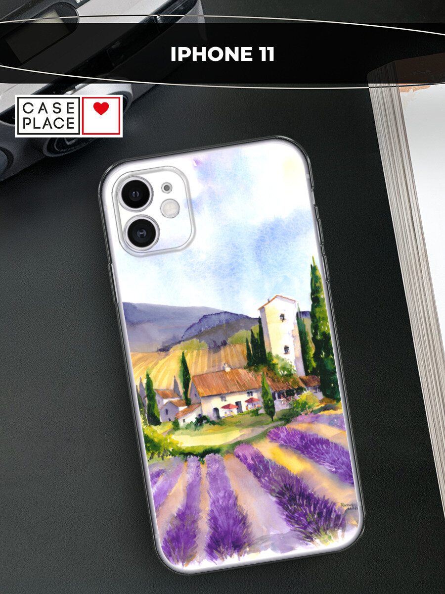 Чехол на Apple iPhone 11 / Айфон 11 с принтом Лавандовые поля