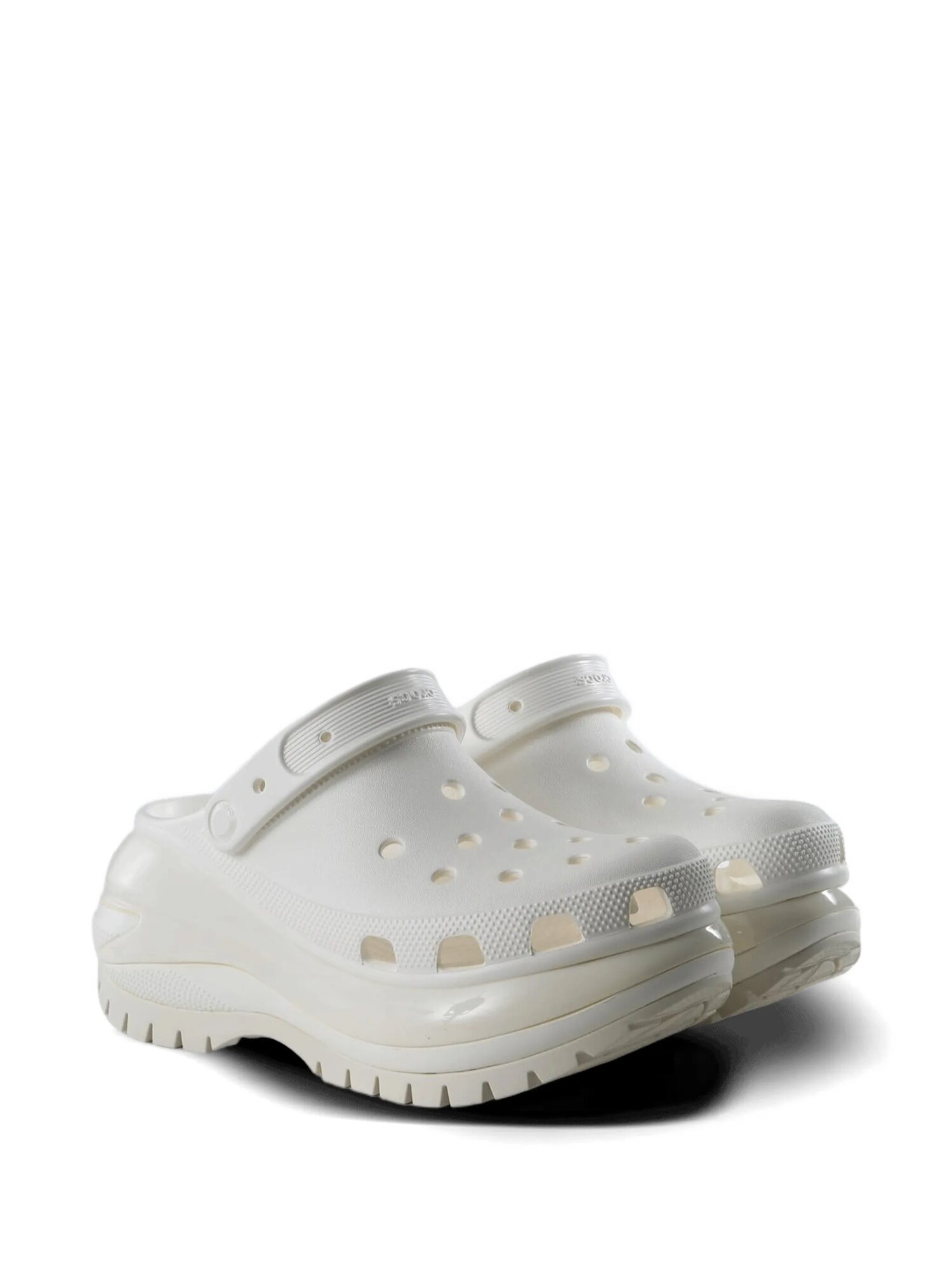 Мюли Crocs Mega Crush perforated mules, размер 6 UK, бежевый/белый — фото 1