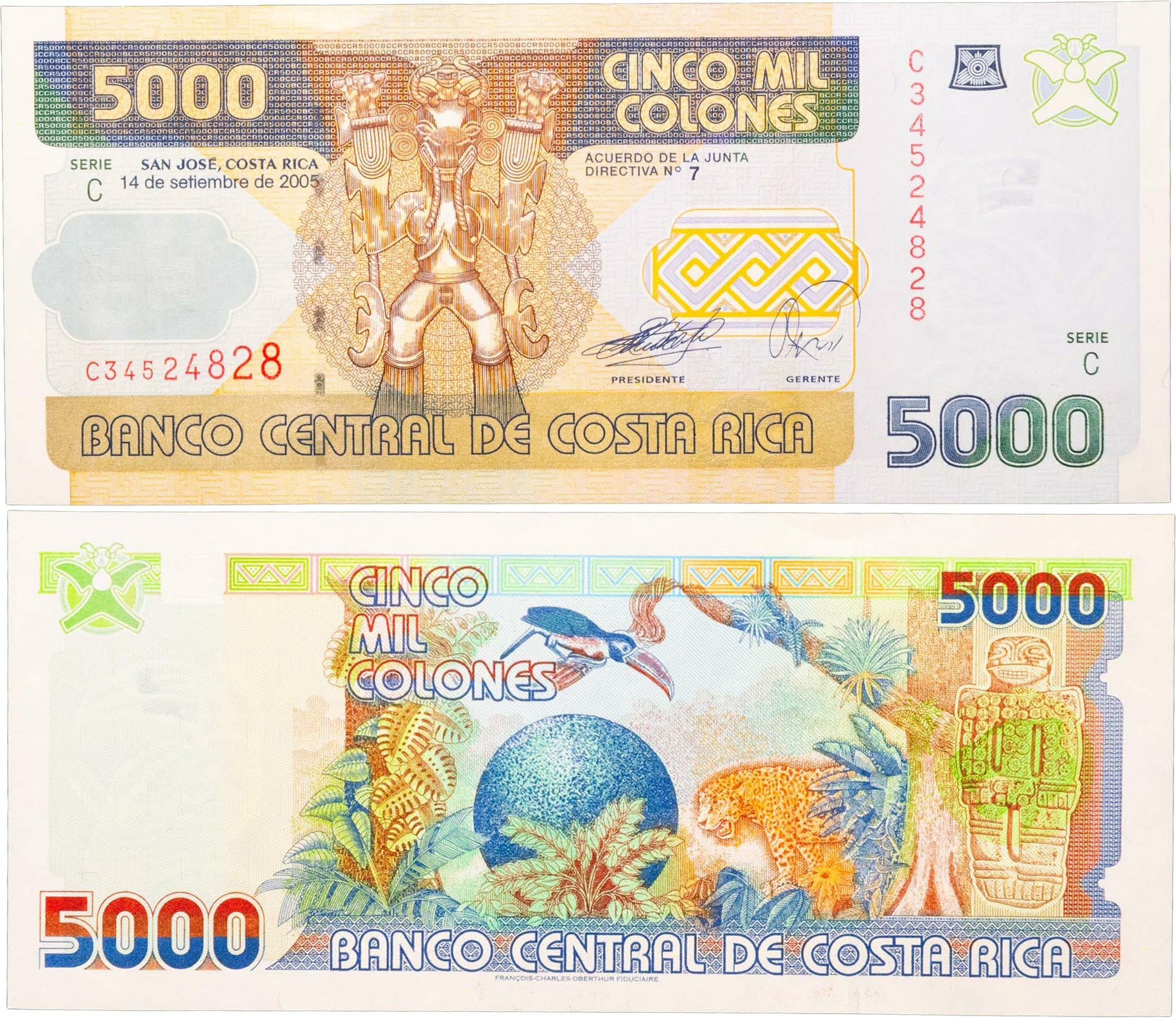 Коста Рика 5000 колон 2005 года P-268Ab