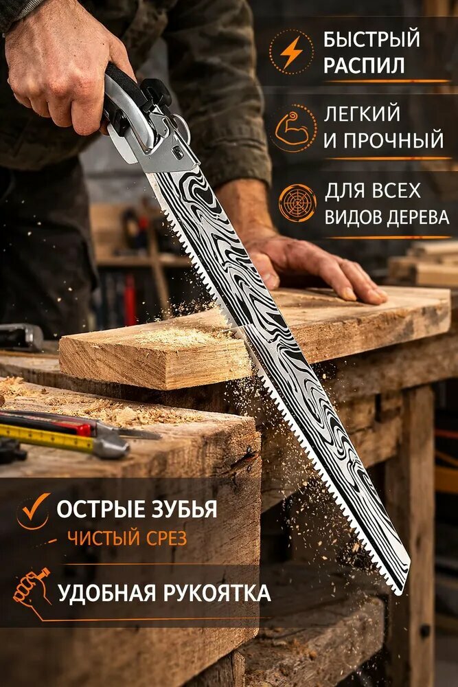 Дамасская деревообрабатывающая импортная ручная пила