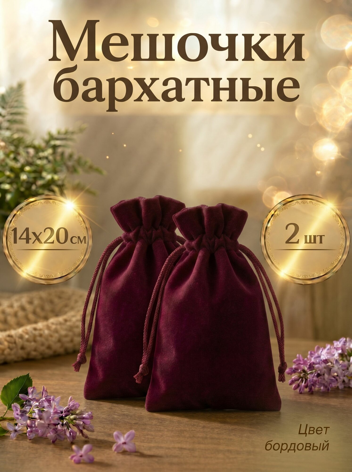 Мешочки бархатные 14х20 см для хранения карт Таро, украшений и подарков