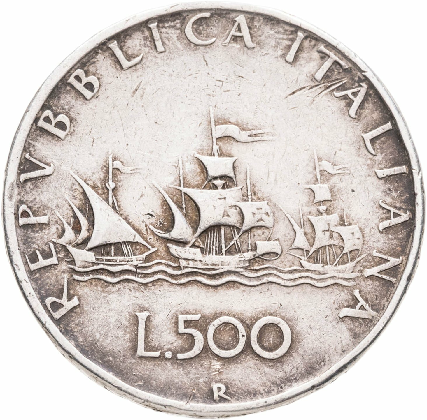 Италия 500 лир 1966, Серебро 835, в сохранности VF