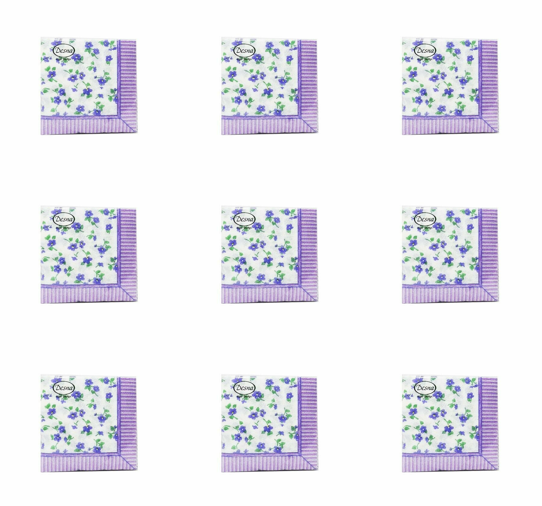 Desna Design Салфетки Фиалки, 1 слой, 24х24, 40 шт, 9 уп