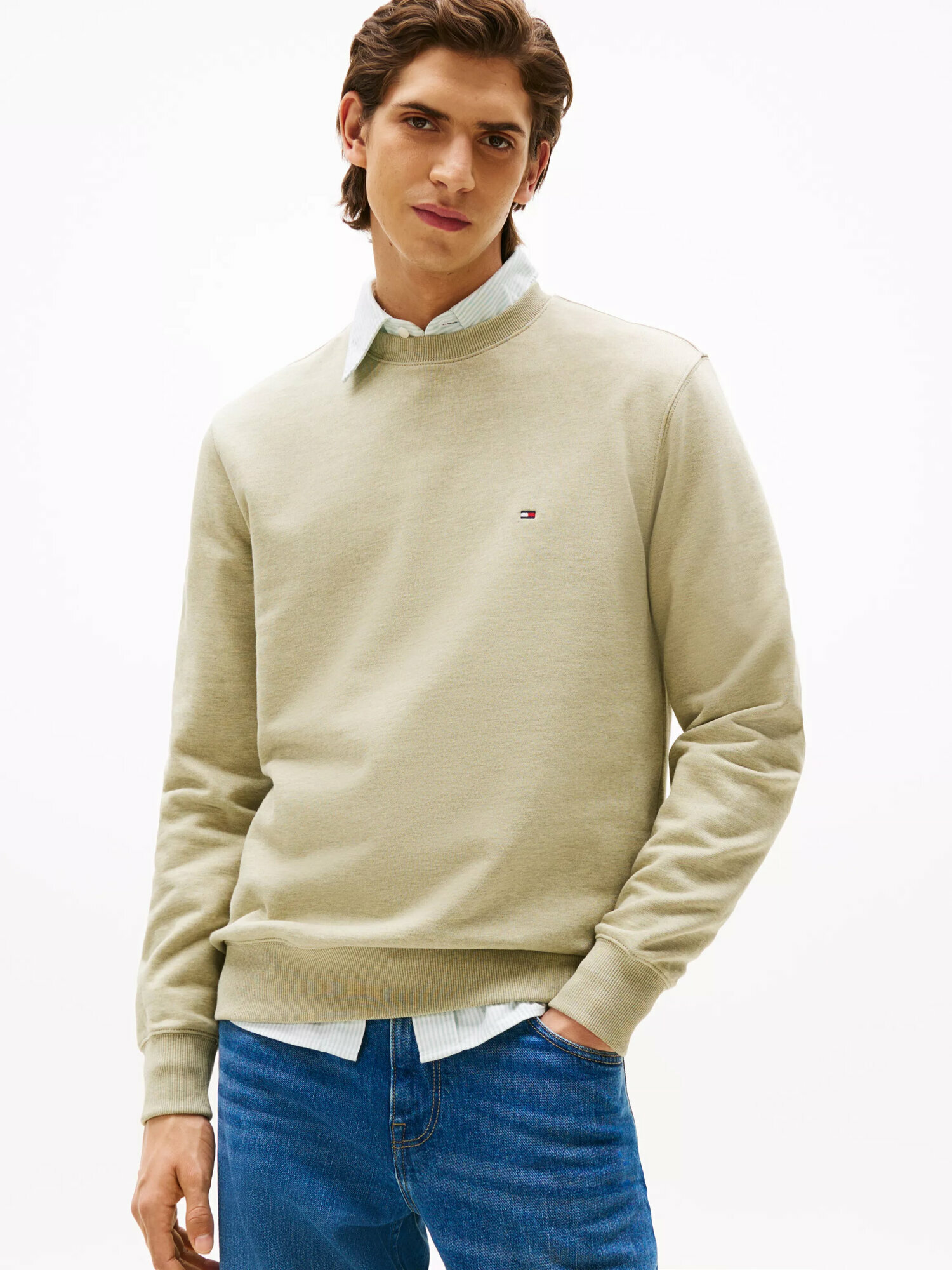 Свитшот TOMMY HILFIGER, размер XL, , оливковый