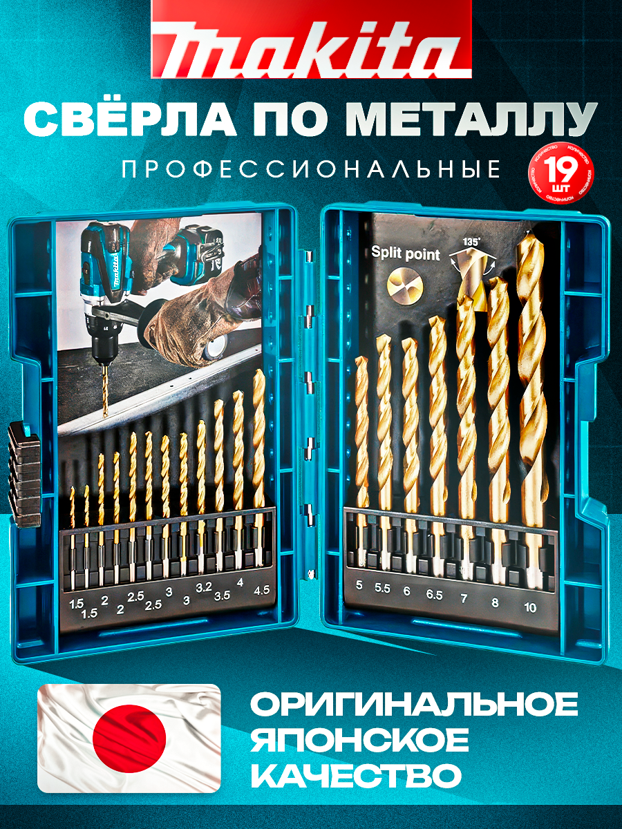 Набор сверл по металлу для дрели и шуруповерта, D-67527,19 шт