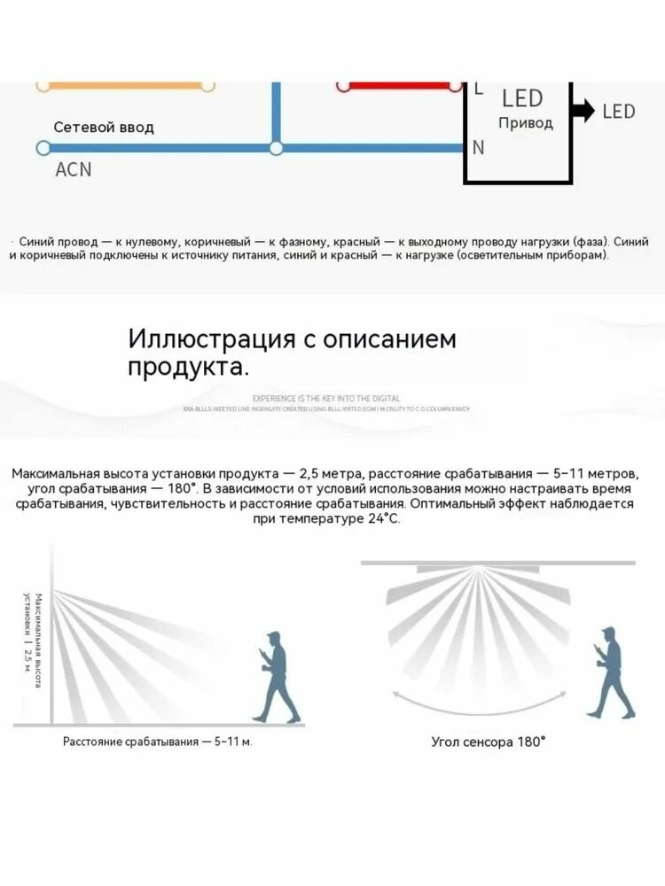 Датчик движения, Инфракрасный датчик движения ,180-220В , IP44, черный