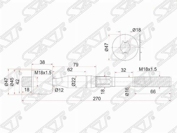 Тяга рулевая SAT ST-45503-29425 TOYOTA DYNA 150 01-