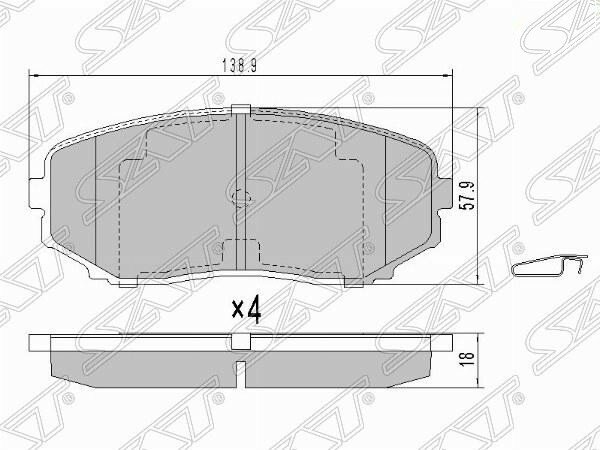 Колодки тормозные спереди SAT ST-L2Y6-33-29Z Mazda CX-7 06-12 / Mitsubishi L200 15-