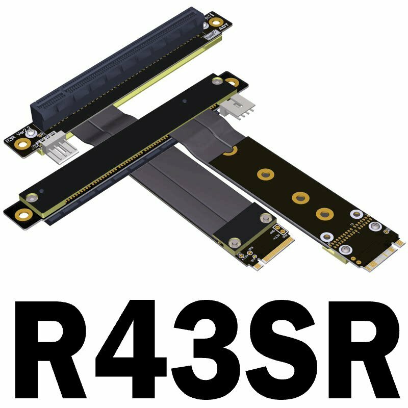 Удлинительный кабель Riser M.2 Key M для видеокарты PCIE x16 R43SR, 16x PCI-e для m2 2230 2242 2260 2280