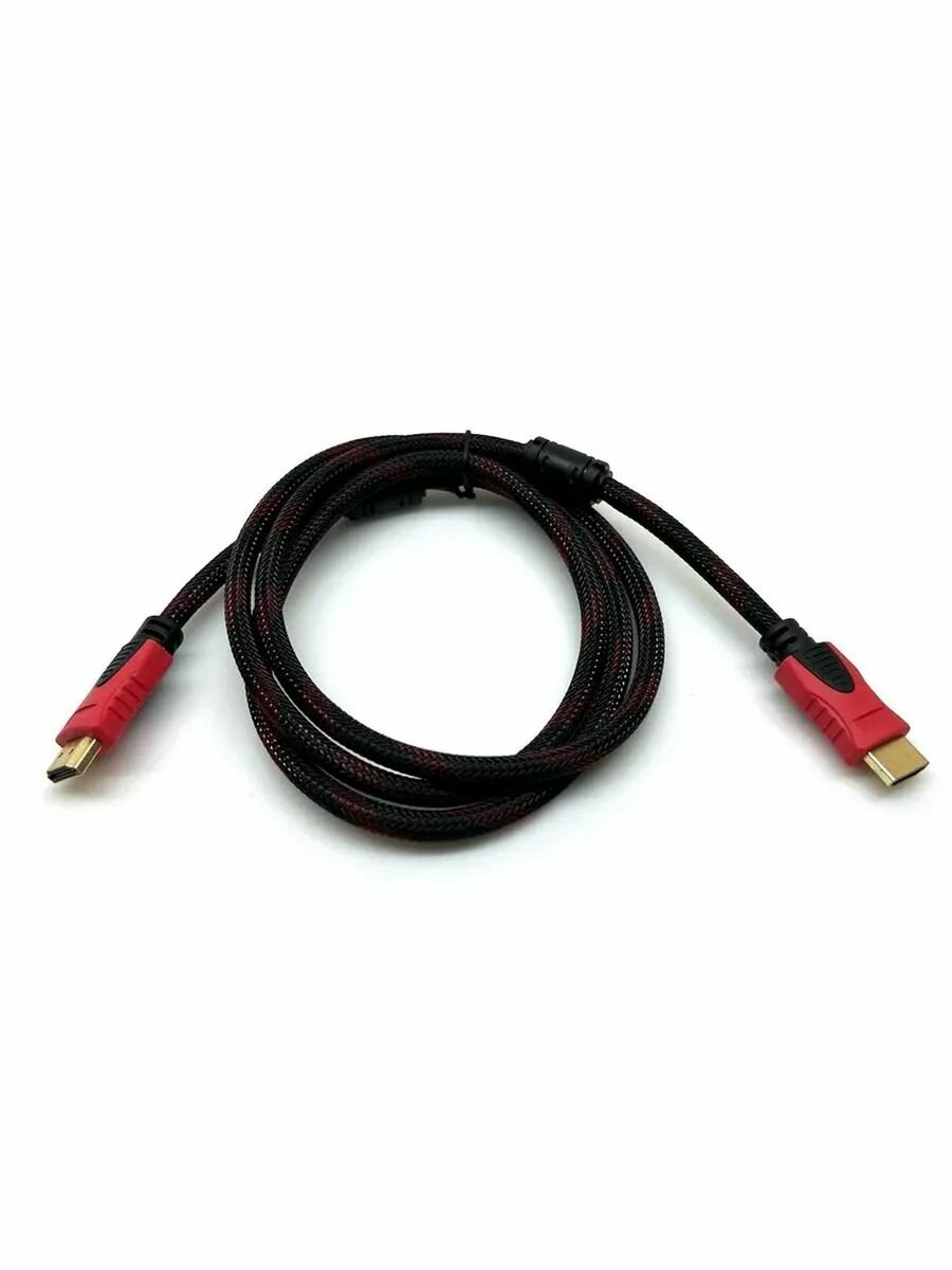 Кабель HDMI -HDMI , 1.8M , плетёный, красно-черный