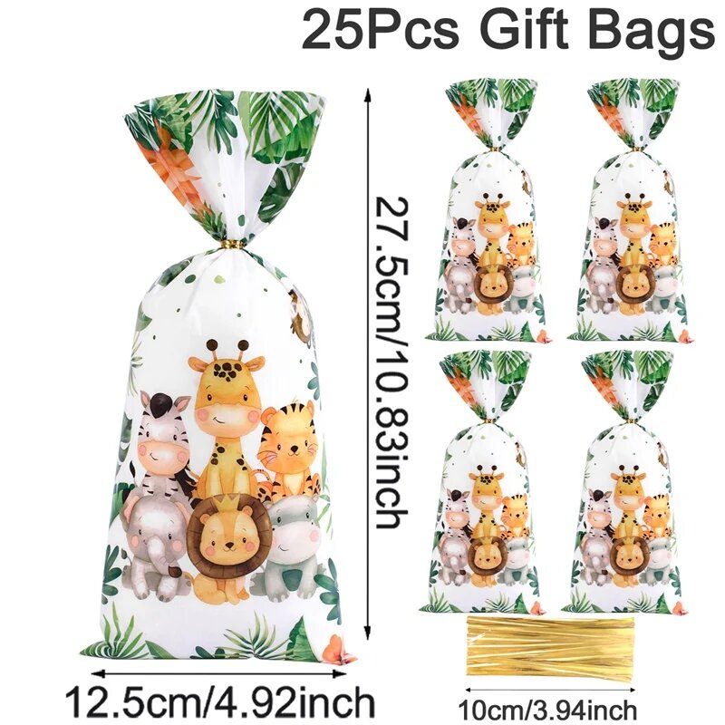 Подарочные пакеты для конфет с животными джунглей 25pcs
