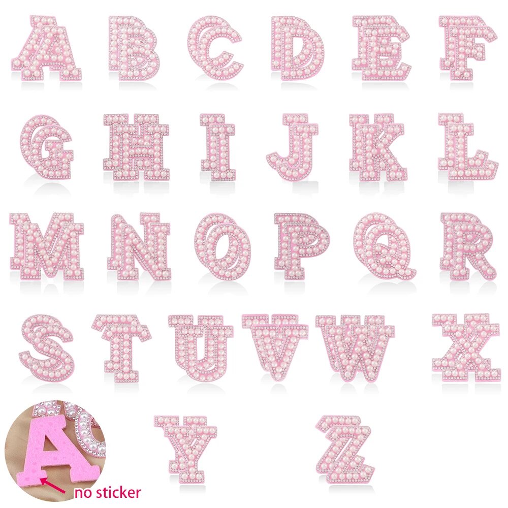 Аппликации с буквами А-Я для одежды Розовый, 26pcs (no sticker)1