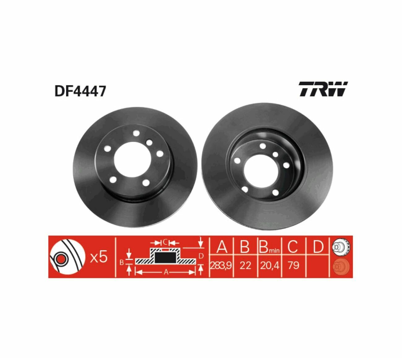 Диск тормозной TRW DF4447 BMW 1 (E81, E87) 04-