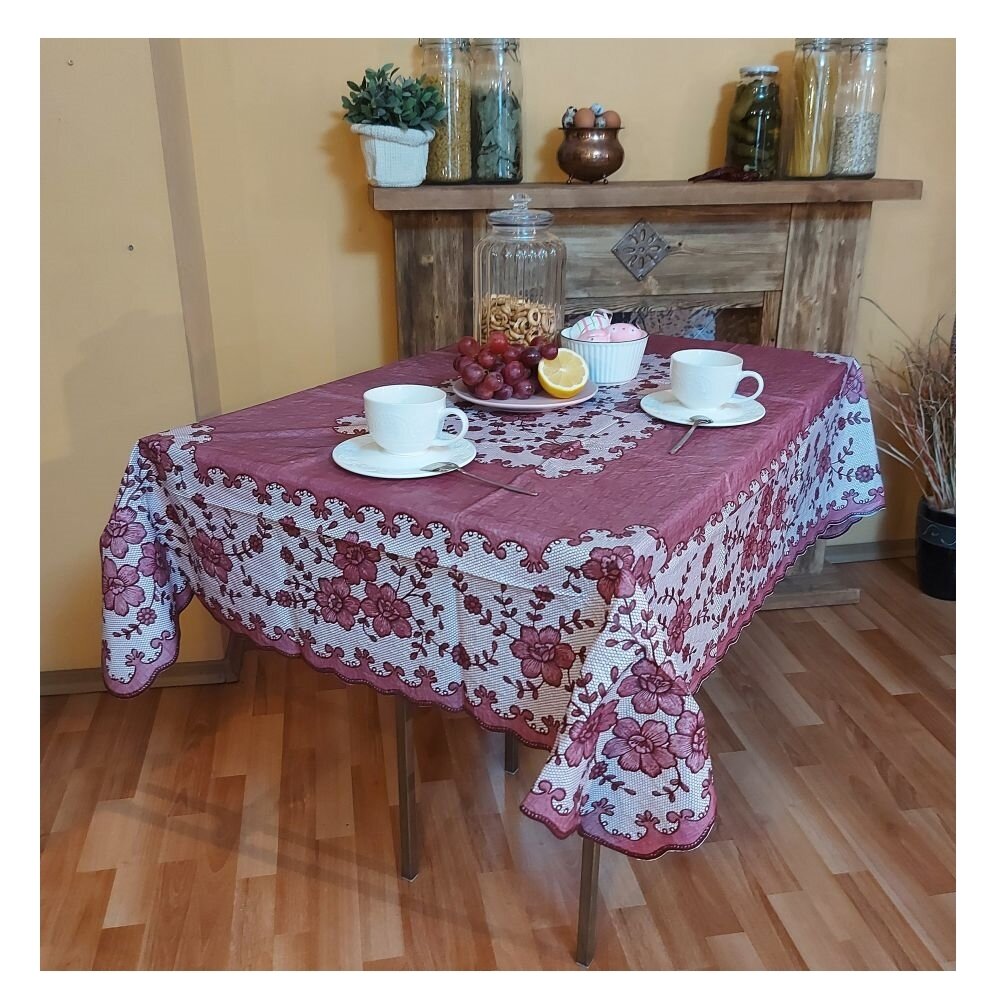 Скатерть виниловая прямоугольная Fine Lace JD938 110x140 бордовая