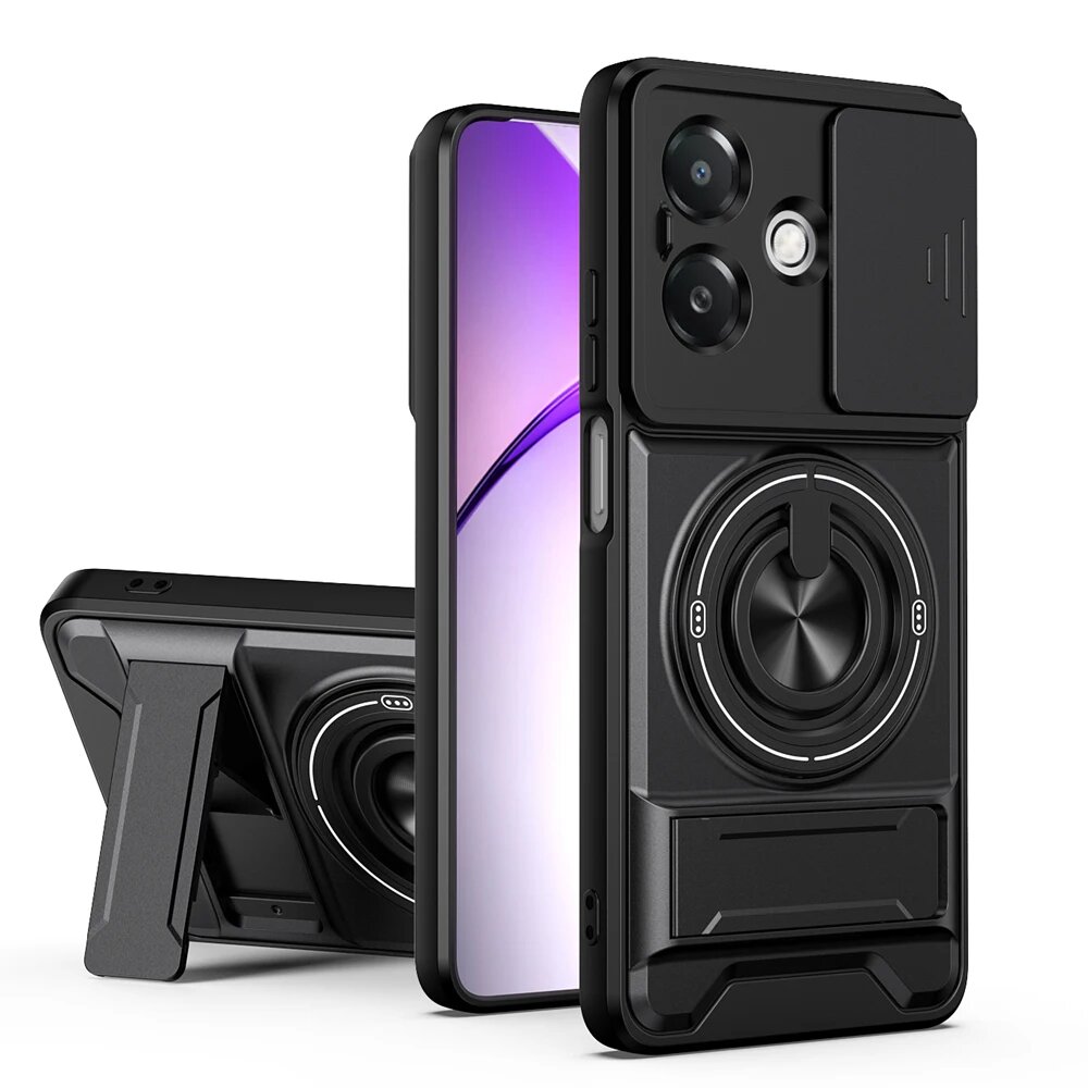 Черный противоударный чехол KEYSION для IQOO Z10 Lite с кольцом