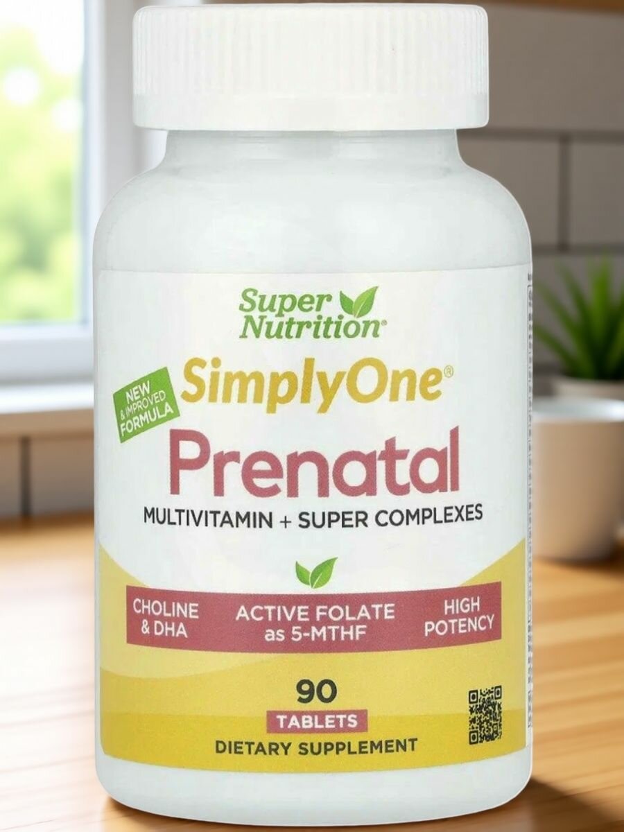 Simply One, мультивитамины для беременных, с суперзеленью, специями, витамином A и фолатом, 90 таблеток