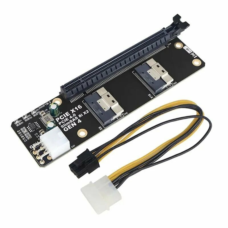 (O Q B C)-2-Портовая Плата-Адаптер SlimSAS 8i X2 На Слот PCIe 4.0 X16 SFF8654 Riser