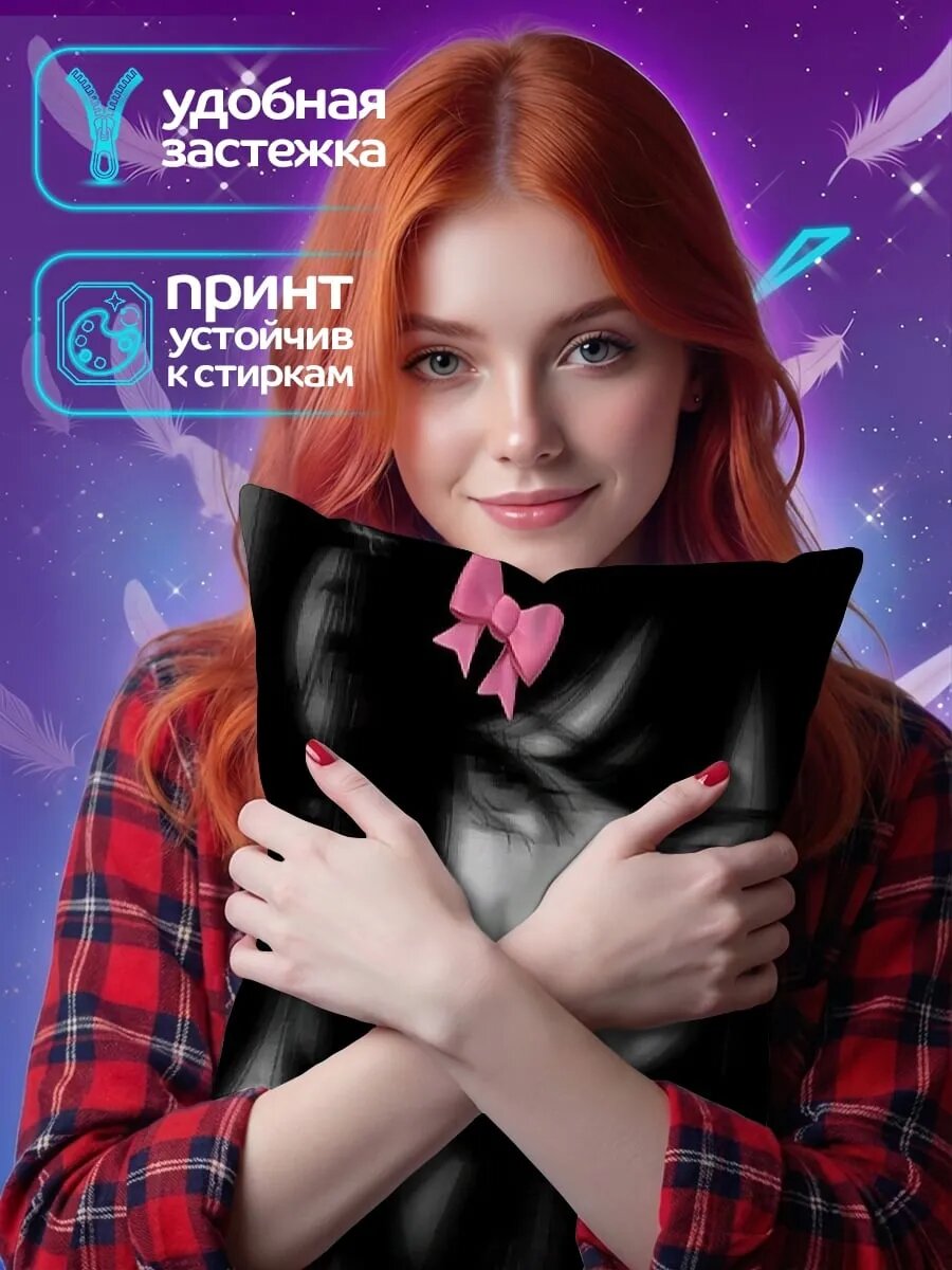 Подушка дакимакура Аниме девушка с бантом. — фото 1