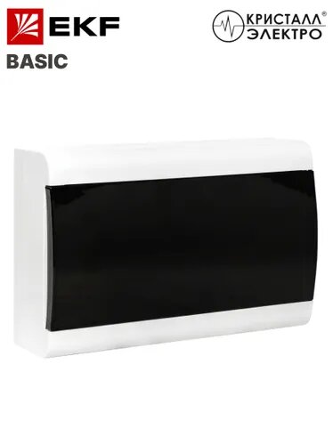 Щиток электрический 15мод навесной белый черная дверь IP41 ЩРН-П Basic EKF
