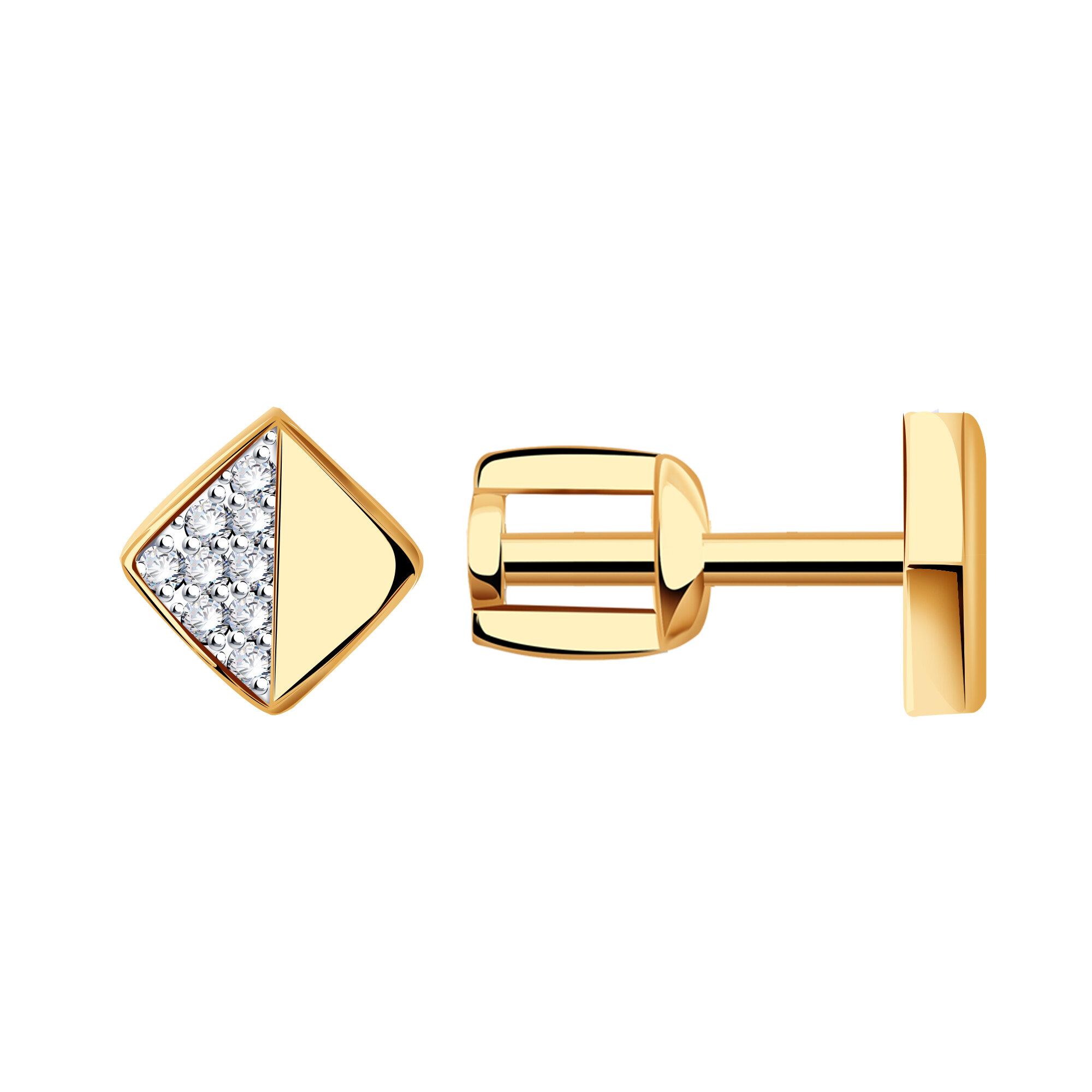 Серьги пусеты Diamant online, красное золото, 585 проба, фианит