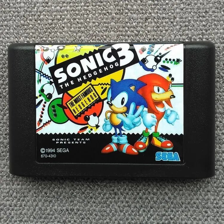 Игровой картридж для приставки 16 bit SEGA: Sonic The Hedgehog 3