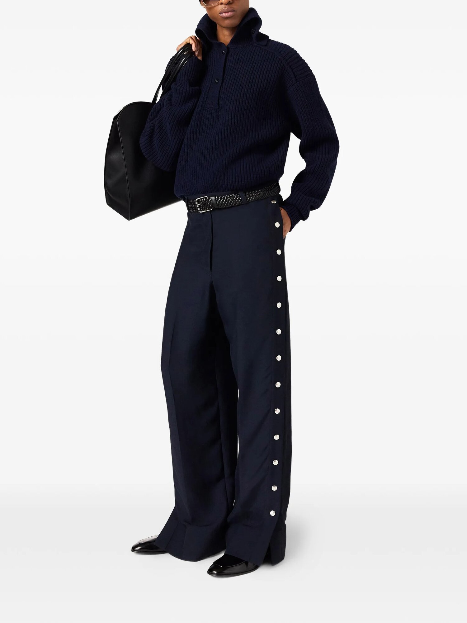 Свитер Stella McCartney Ribbed-knit button-up sweater, размер 40, , синий — фото 1