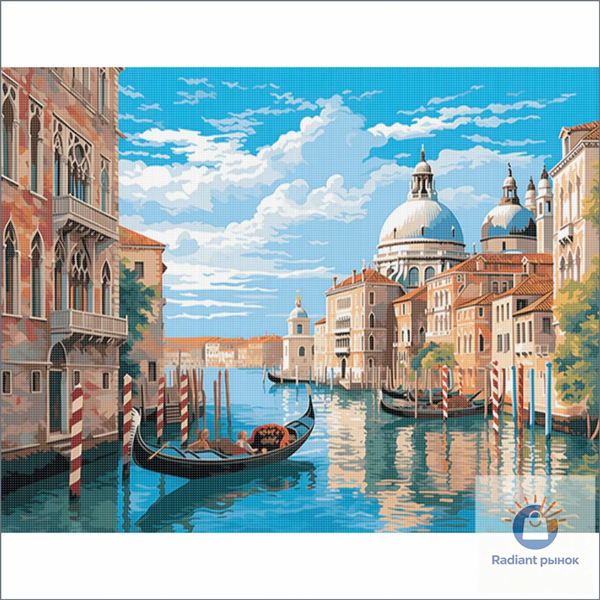 Крестиковый набор Venice Canal: хлопковая канва 11CT, вышитый пейзаж Венеции, размер 50 40 см