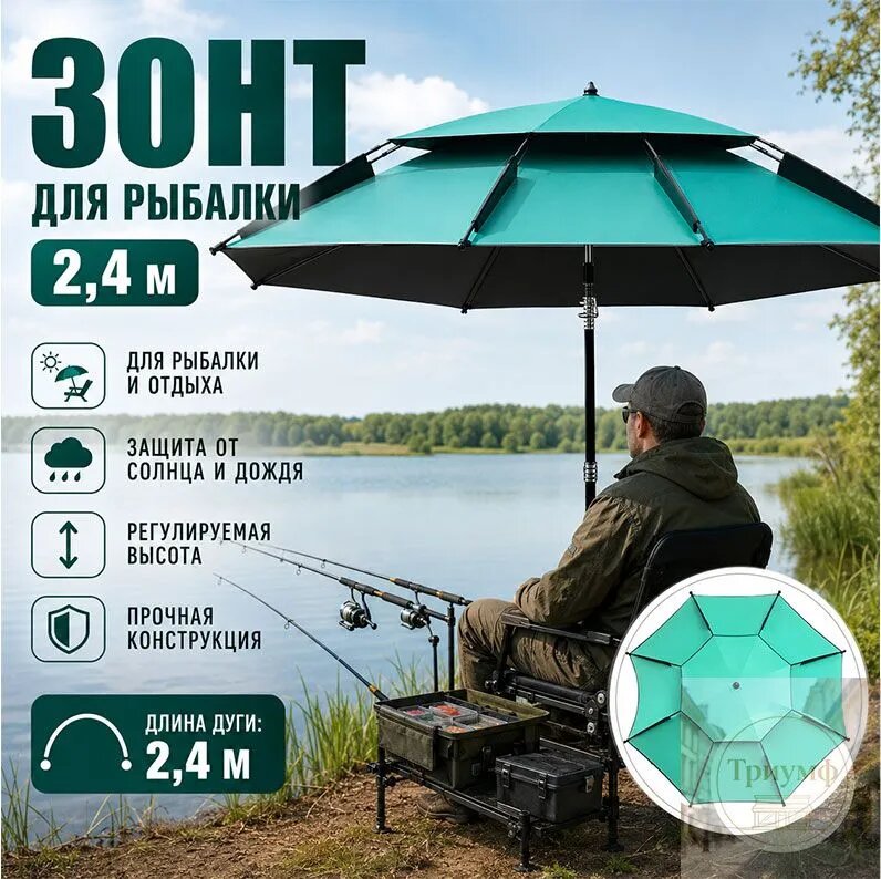Пляжный зонт,240см, бирюзовый