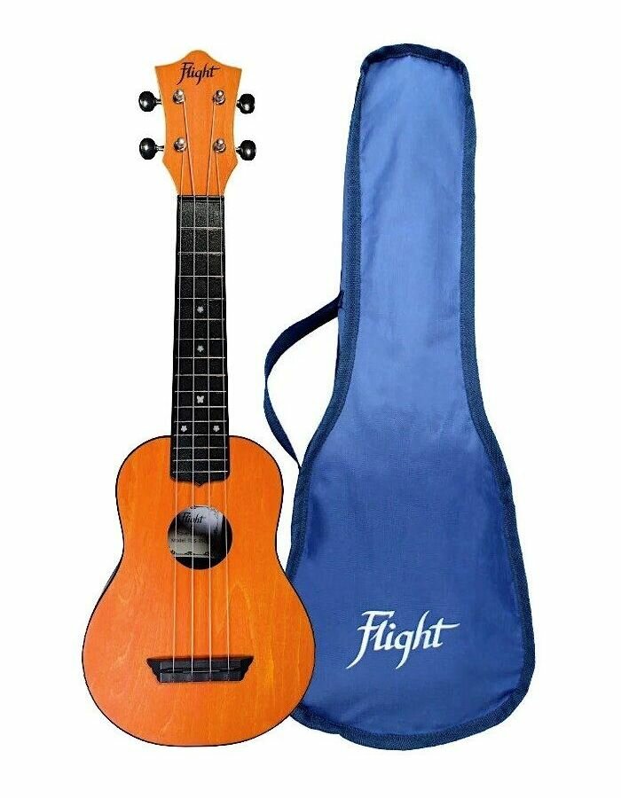 FLIGHT TUS-35 OR - укулеле Travel, сопрано, верхняя дека липа, копус пластик, цвет оранжевый. Чехол в комплекте — фото 1