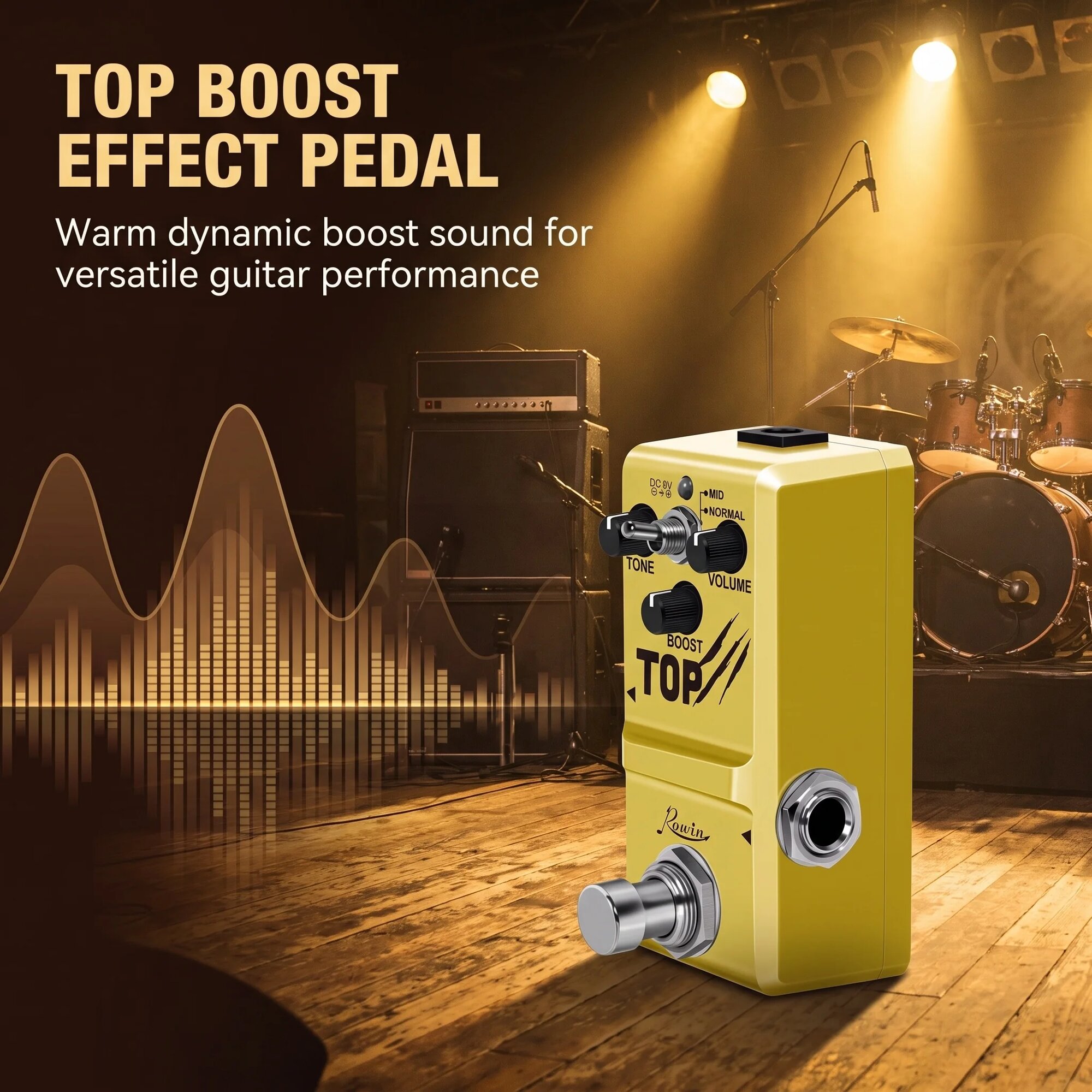 Rowin Mini Guitar Pedal Booster Mid Boost EQ Vintage