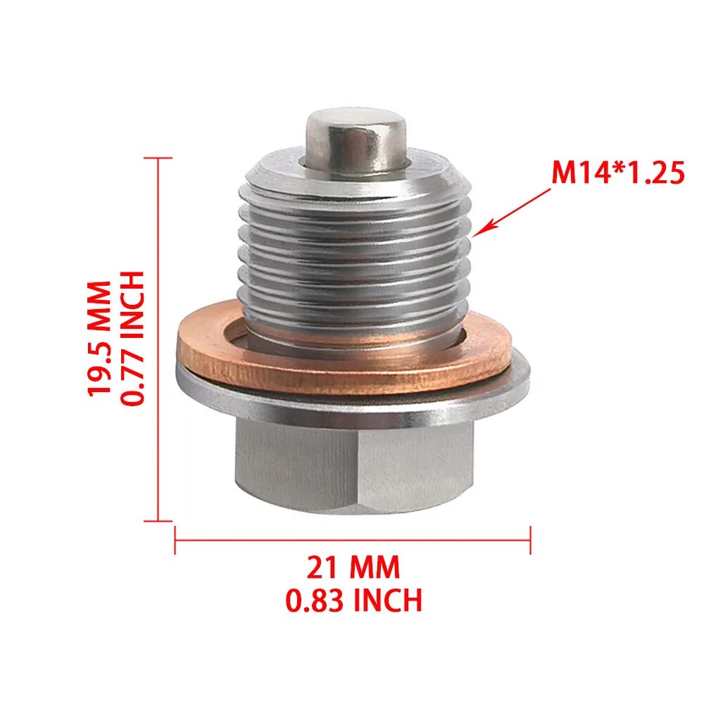 Автомобильный магнитный сливной пробка из нержавеющей стали с резьбой M14x1.25 для M14125-1Copper