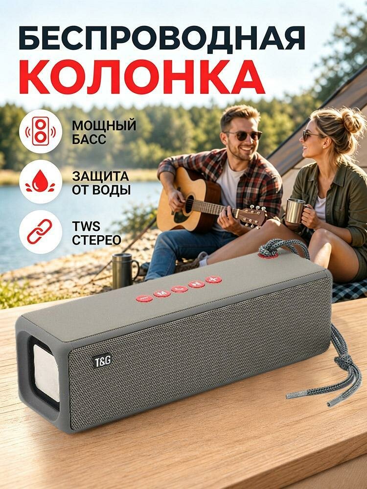 T&G Беспроводная колонка TG-271, черная, водонепроницаемая, с двумя динамиками