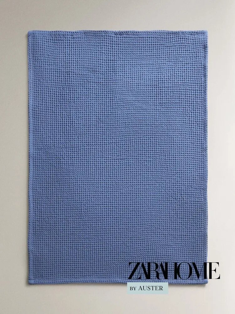 ZARA HOME Полотенце кухонное 50x70 1 шт вафельная фактура хлопок синий, голубой
